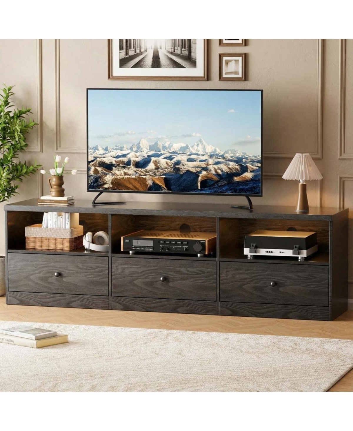 Click here for gaomon Modern Tv Stand with 3 Storage Drawers and... prices