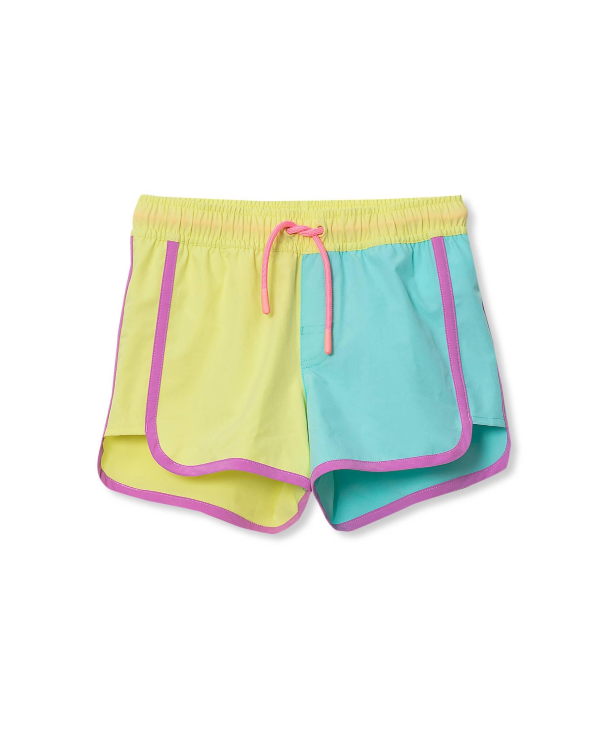 Click here for Lands End Girls Colorblock Board Shorts - Lime/blu... prices