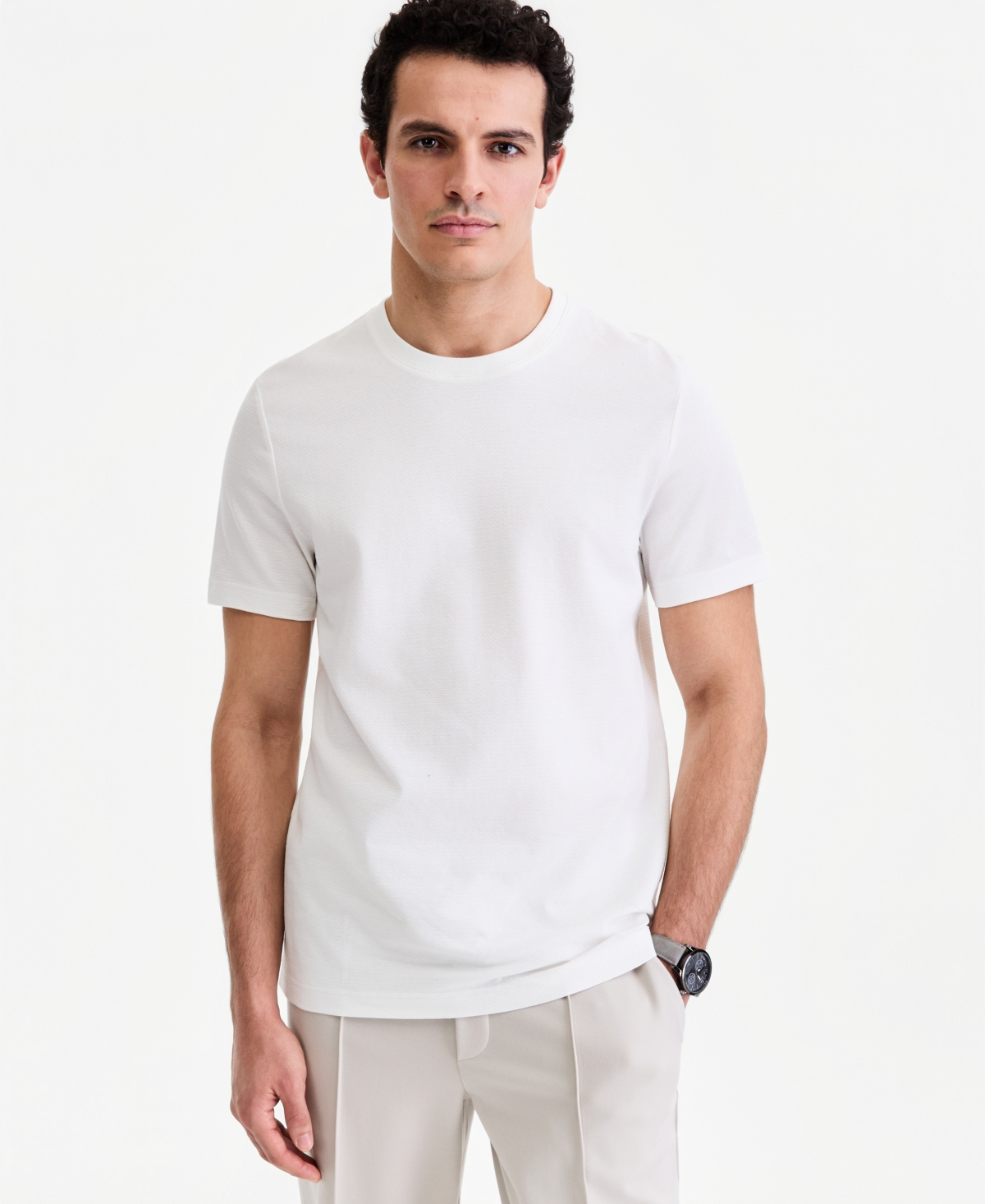 Click here for Alfani Mens Short-Sleeve Textured Mercerized T-Shi... prices