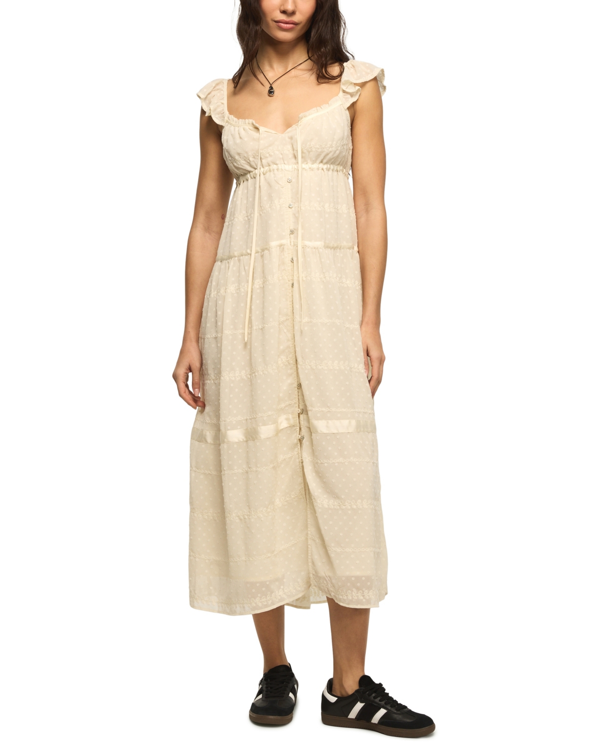 Click here for Lucky Brand Womens Sweetheart Neck Tiered Midi Dre... prices