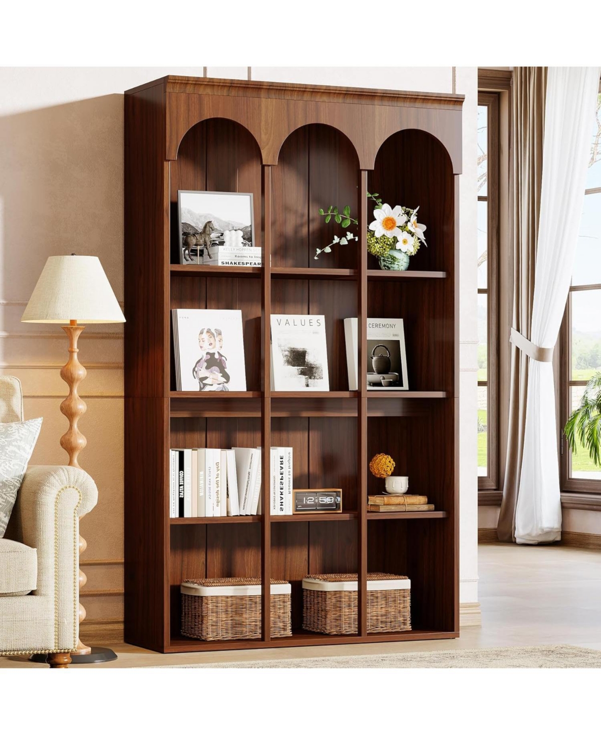 Click here for Tribesigns 70.9" Tall Arched Bookshelf  5-Tie... prices