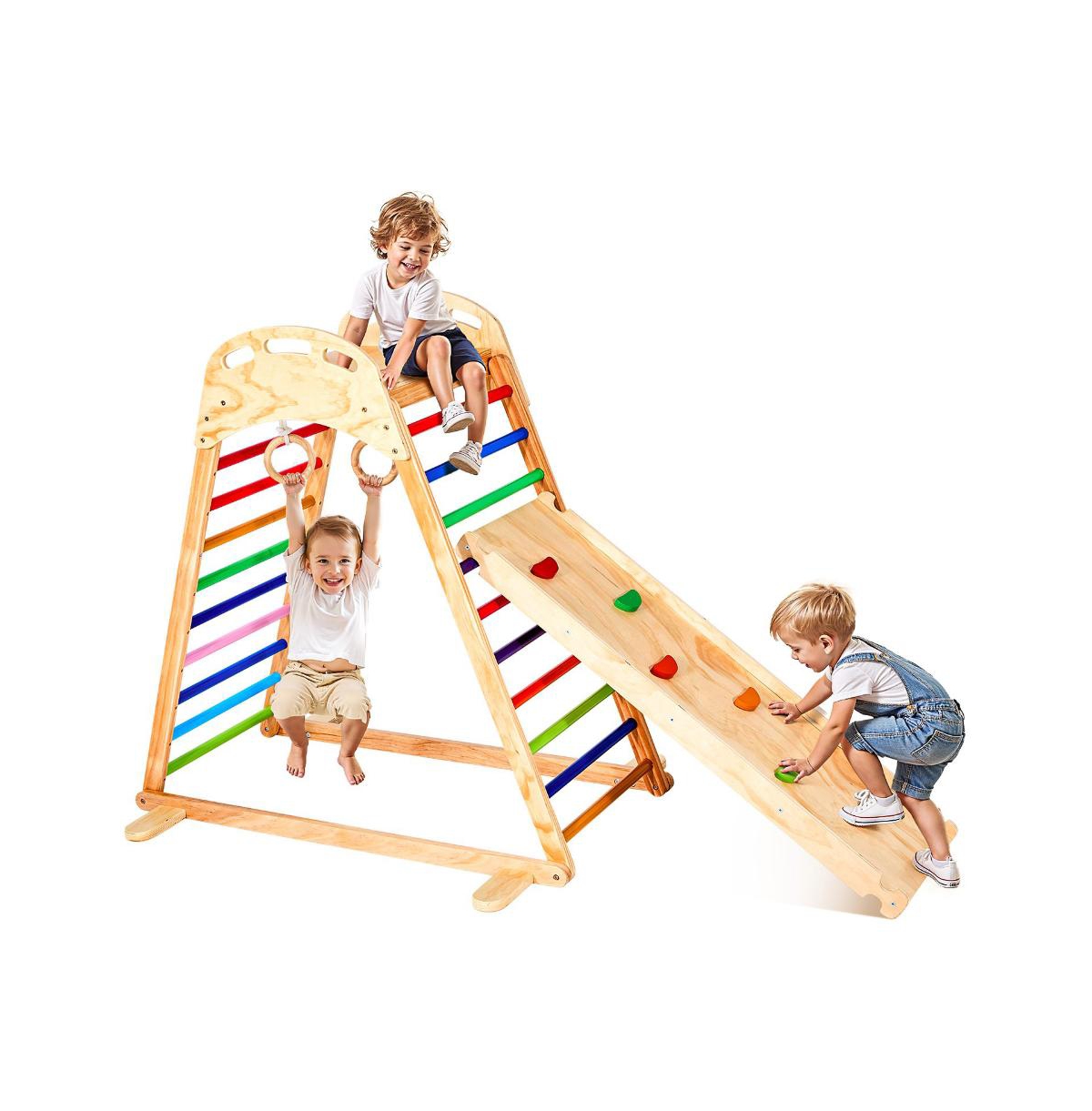 Click here for Slickblue Indoor Playground Jungle Gym  4-in-1 Woo... prices