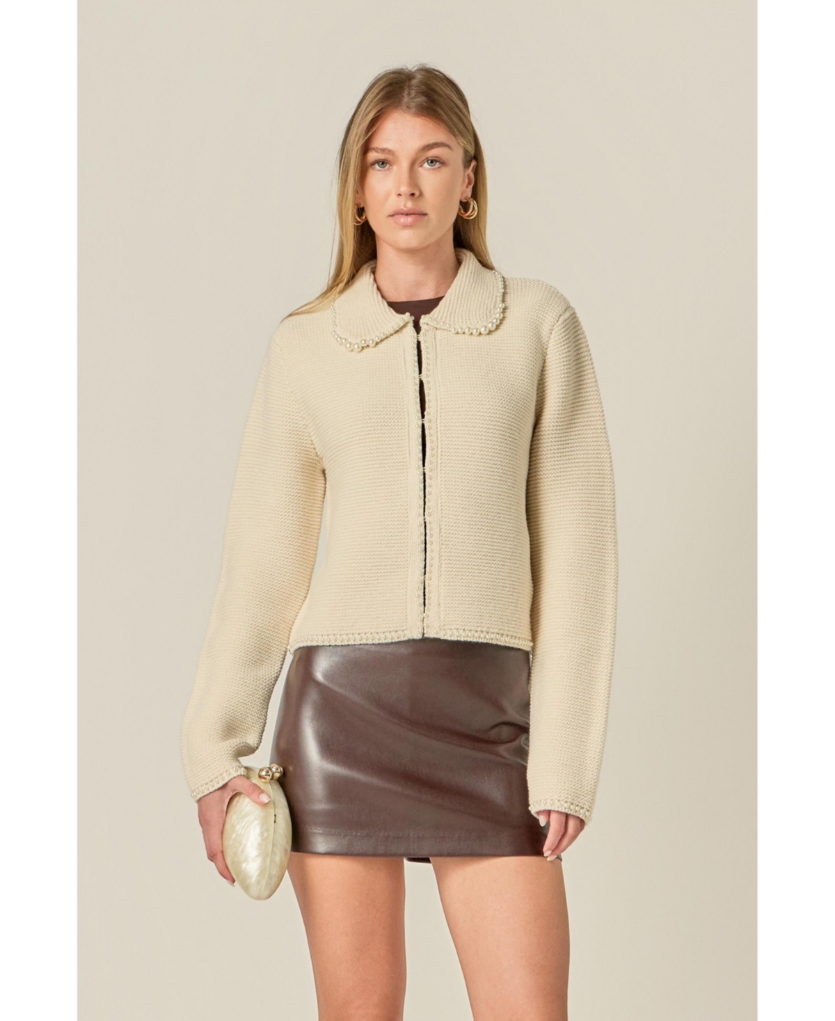 Click here for English Factory Womens Knit Pearl Detail Cardigan... prices