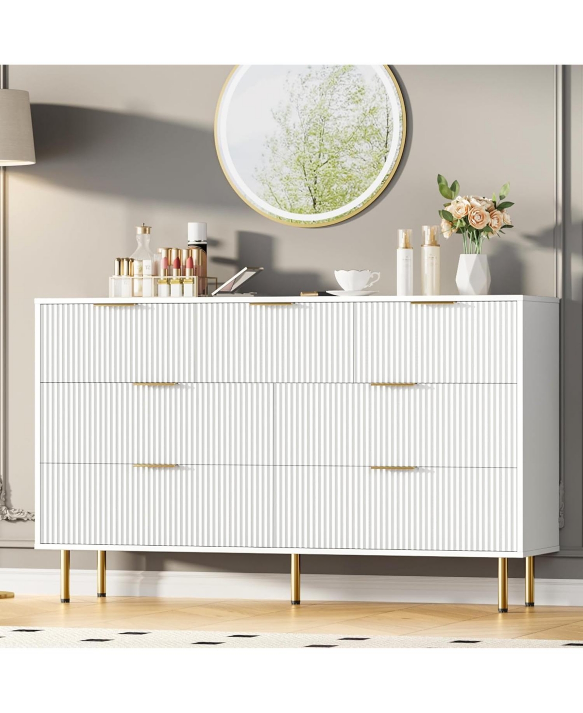 Click here for gaomon 7 Drawer Dresser  55" Wide Fluted Dres... prices