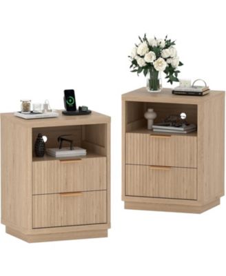 Click here for Gaomon Fluted Nightstand With Charging Station Mid... prices