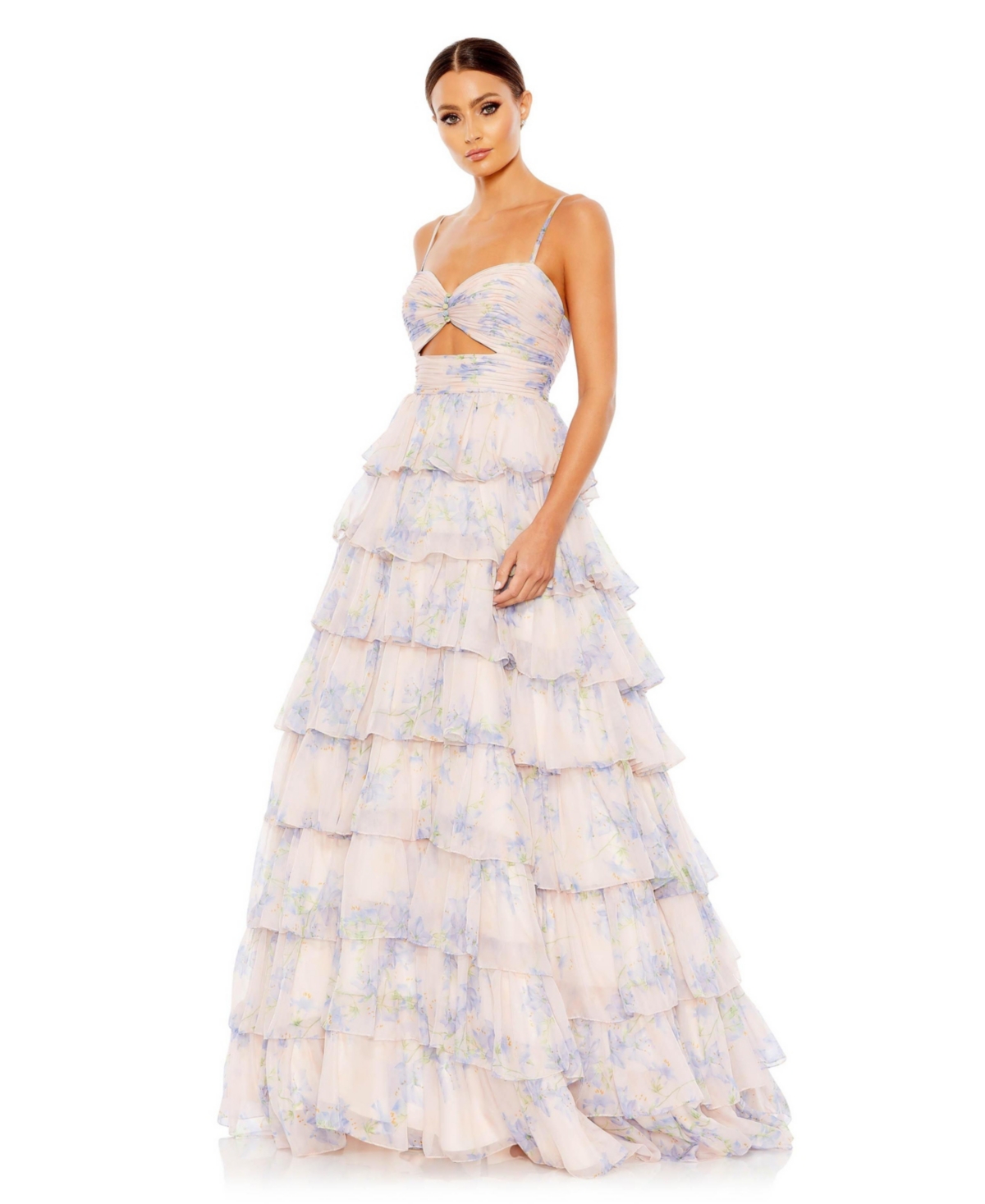 Click here for Mac Duggal Womens Floral Cut Out Ruffle Tiered Gow... prices