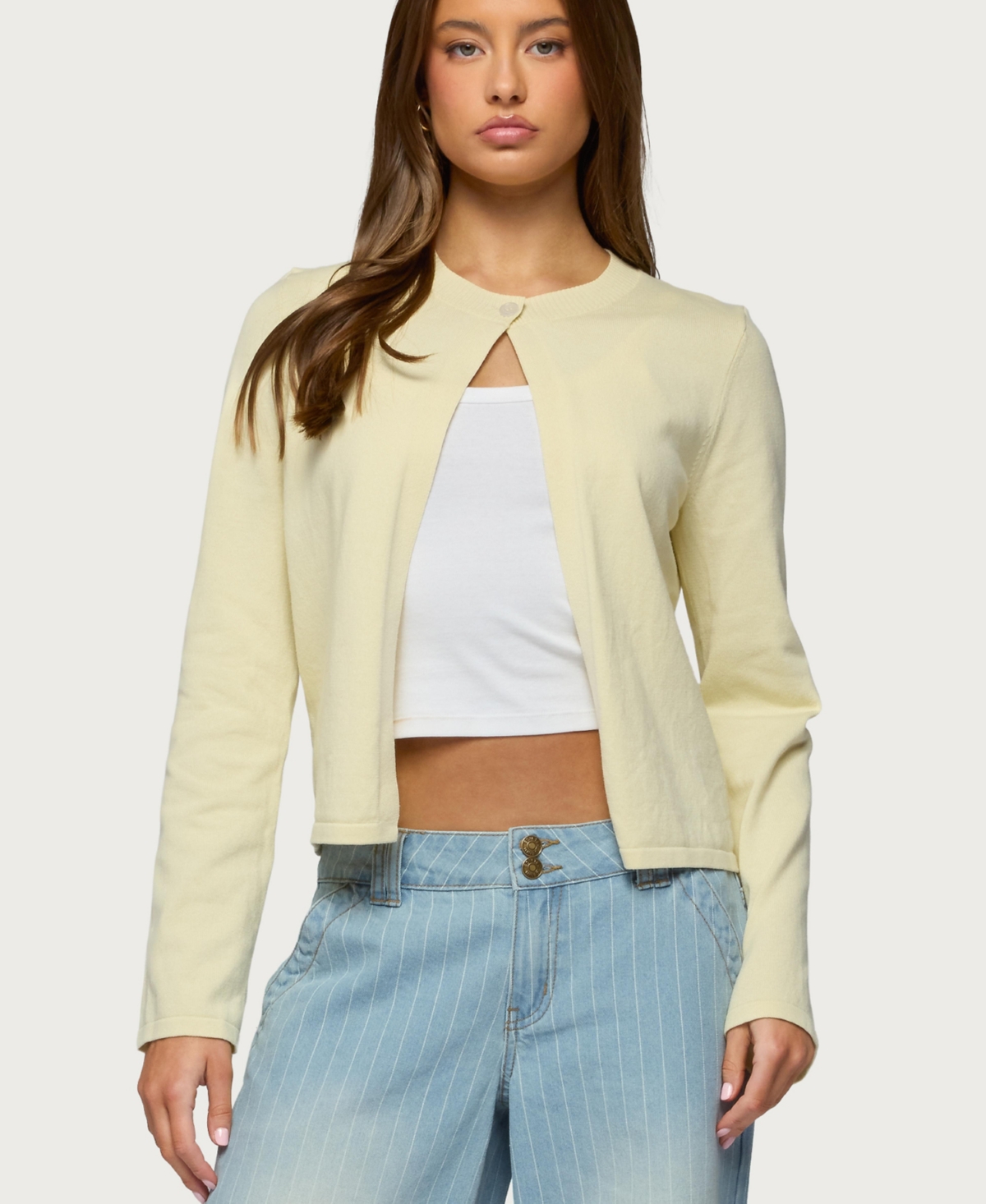 Click here for Edikted Womens Jenie Split Front Knit Cardigan - Y... prices