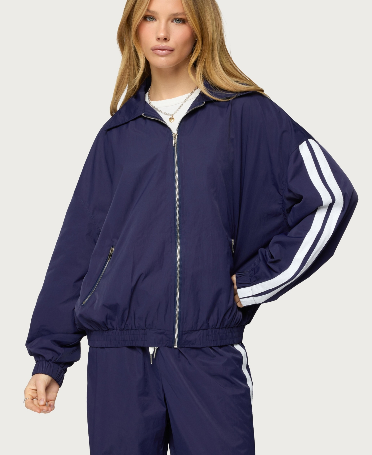 Click here for Edikted Womens Kieran Stripey Nylon Track Jacket -... prices