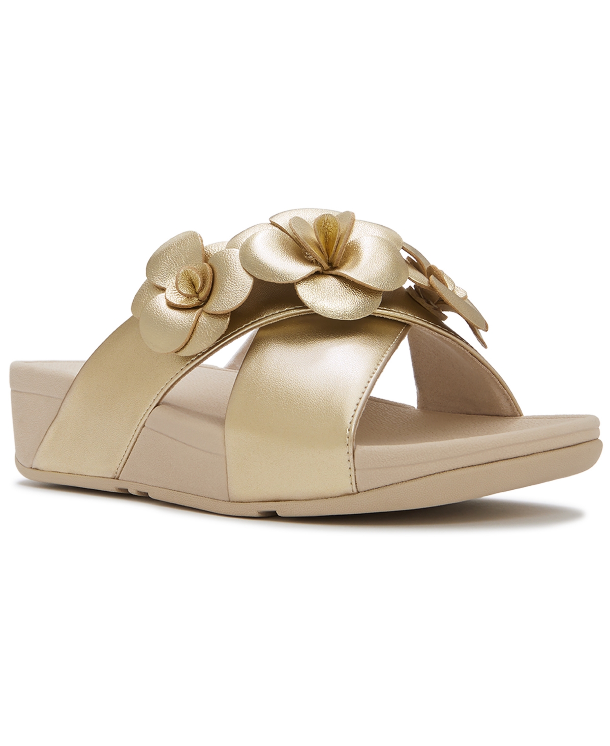 Click here for FitFlop Womens Lulu Flower Cross Slip-On Slides -... prices