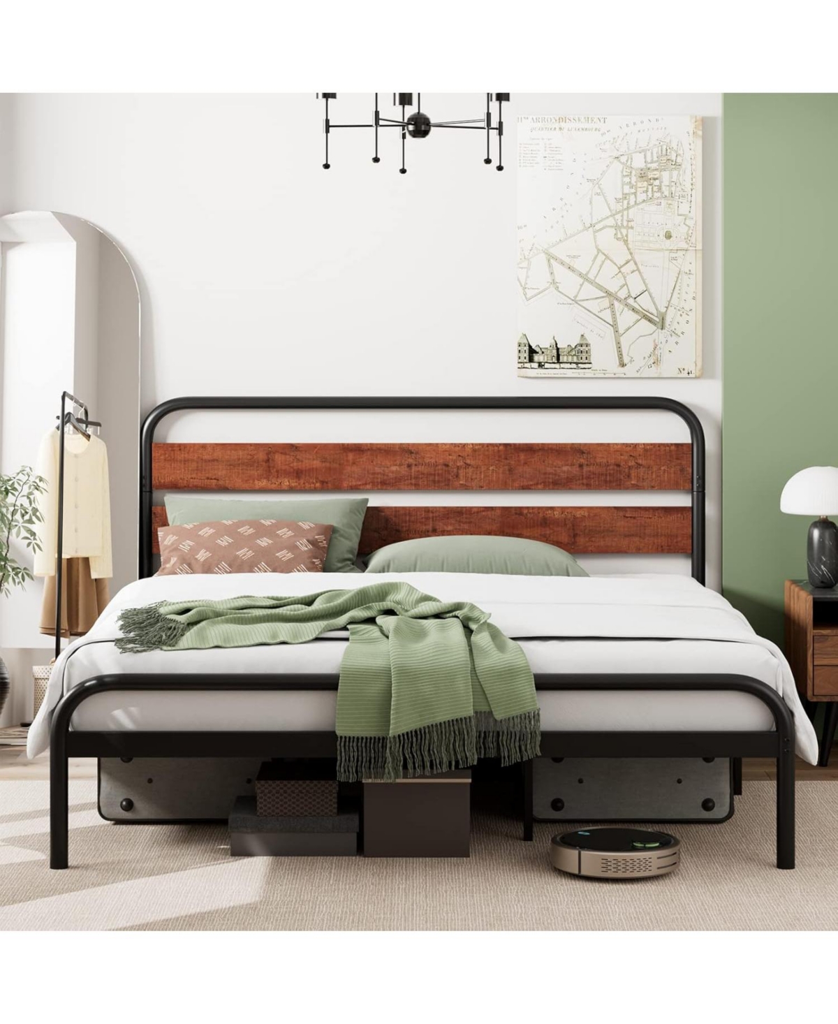 Click here for gaomon Platform Bed Frame with Wood Headboard  Hea... prices