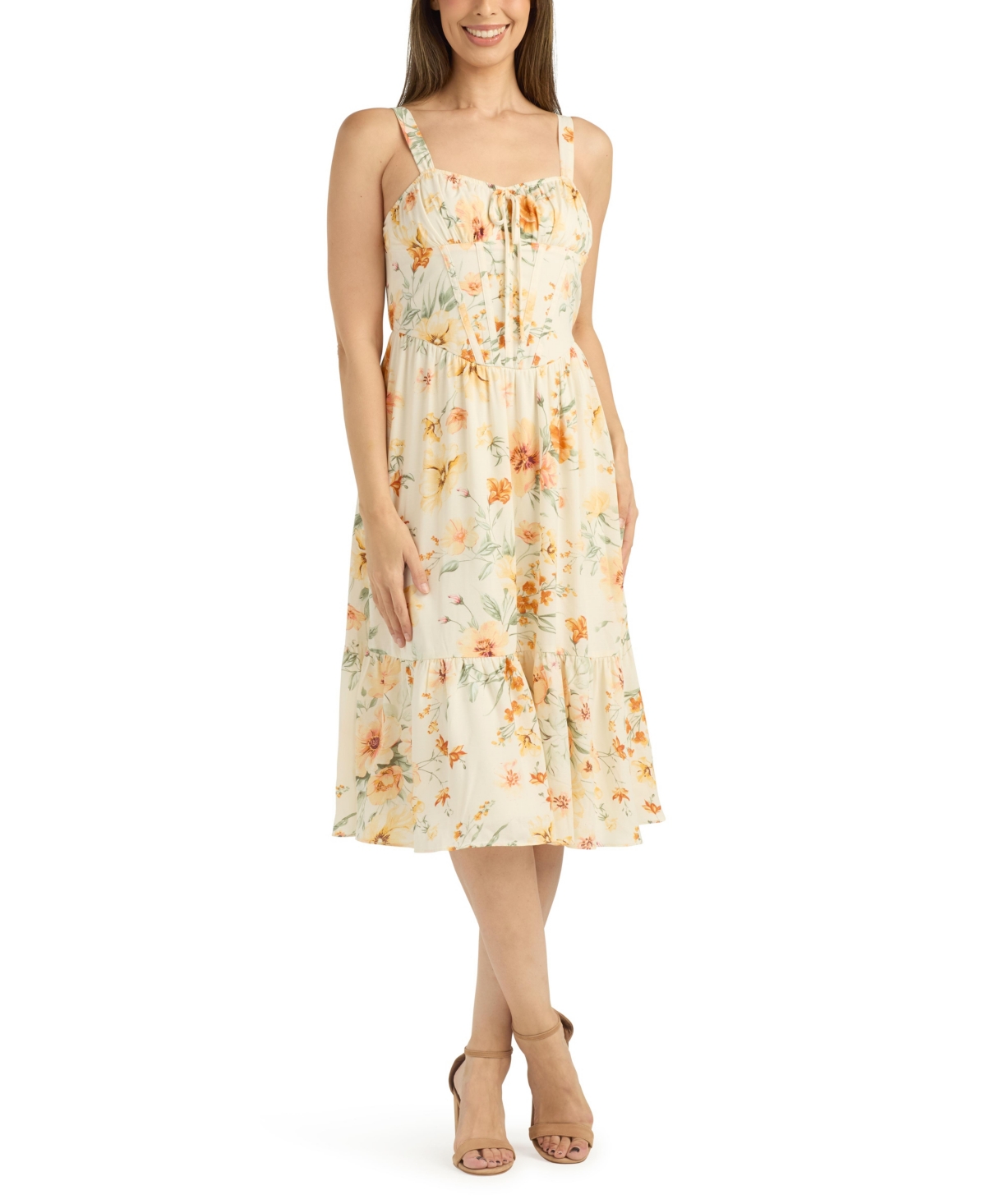 Click here for Bcx Womens Printed Sweetheart Neck Midi Dress - Pa... prices