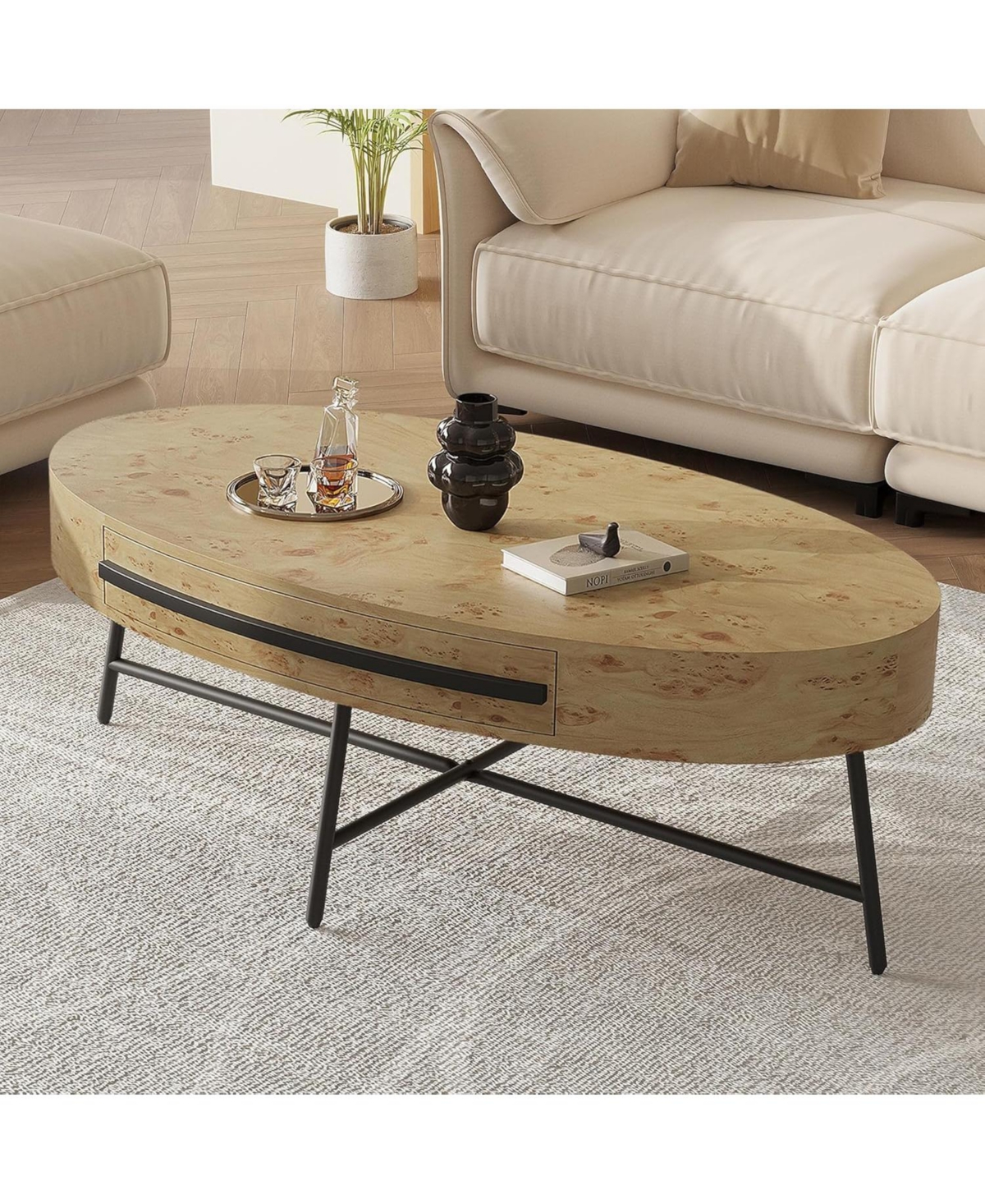 Click here for gaomon Oval Coffee Table with Center Table 472 Woo... prices