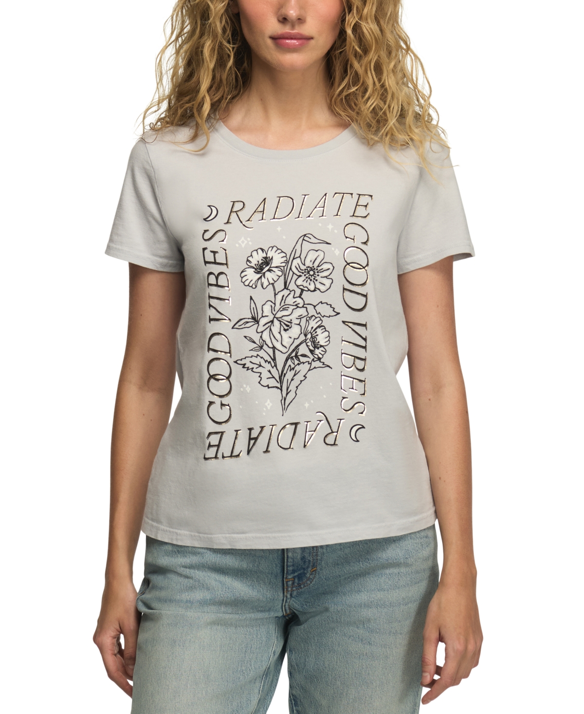 Click here for Lucky Brand Womens Radiate Good Vibes Crew Neck T-... prices