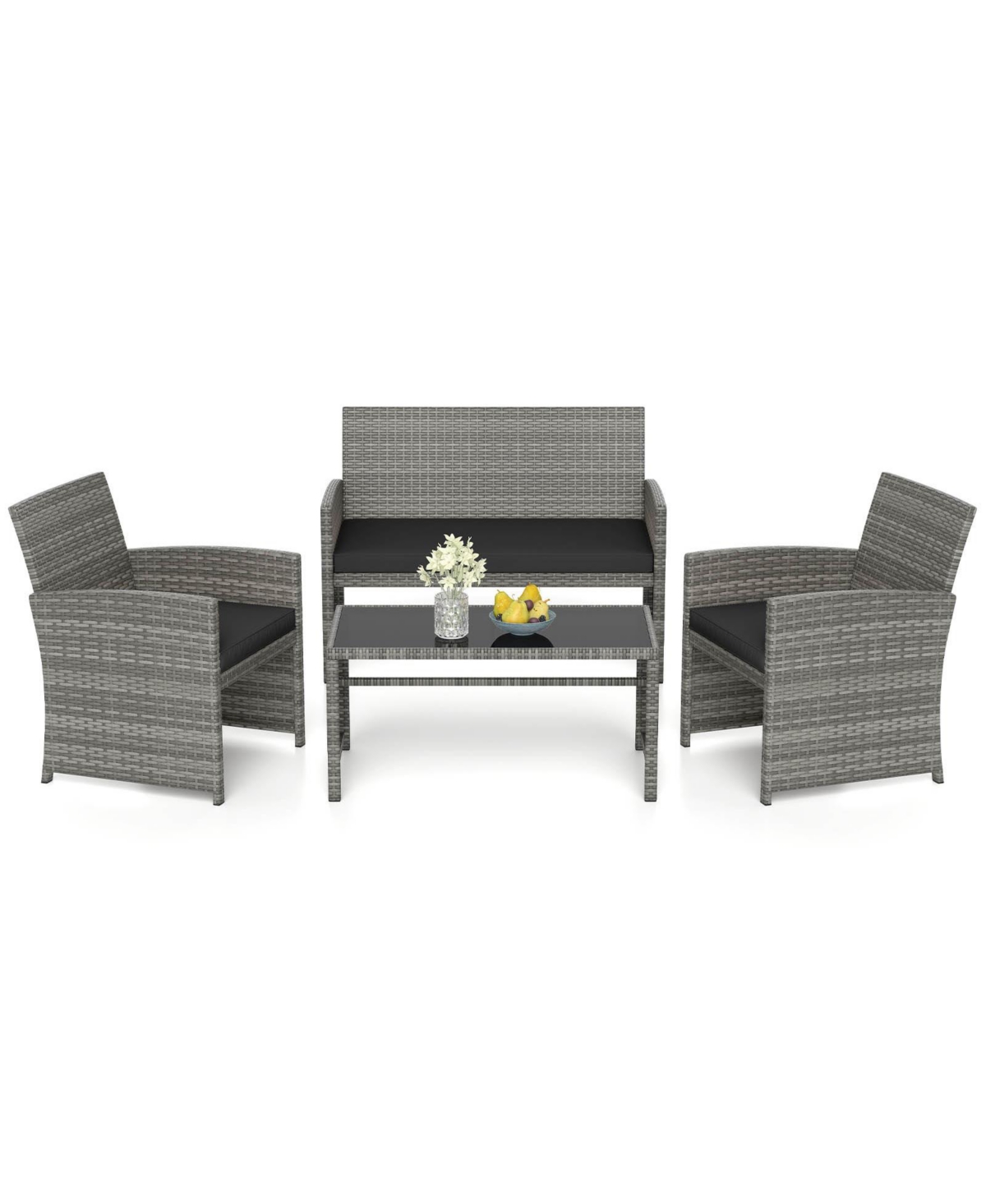 Click here for Gymax 4 Piece Patio Furniture Set Outdoor Wicker C... prices