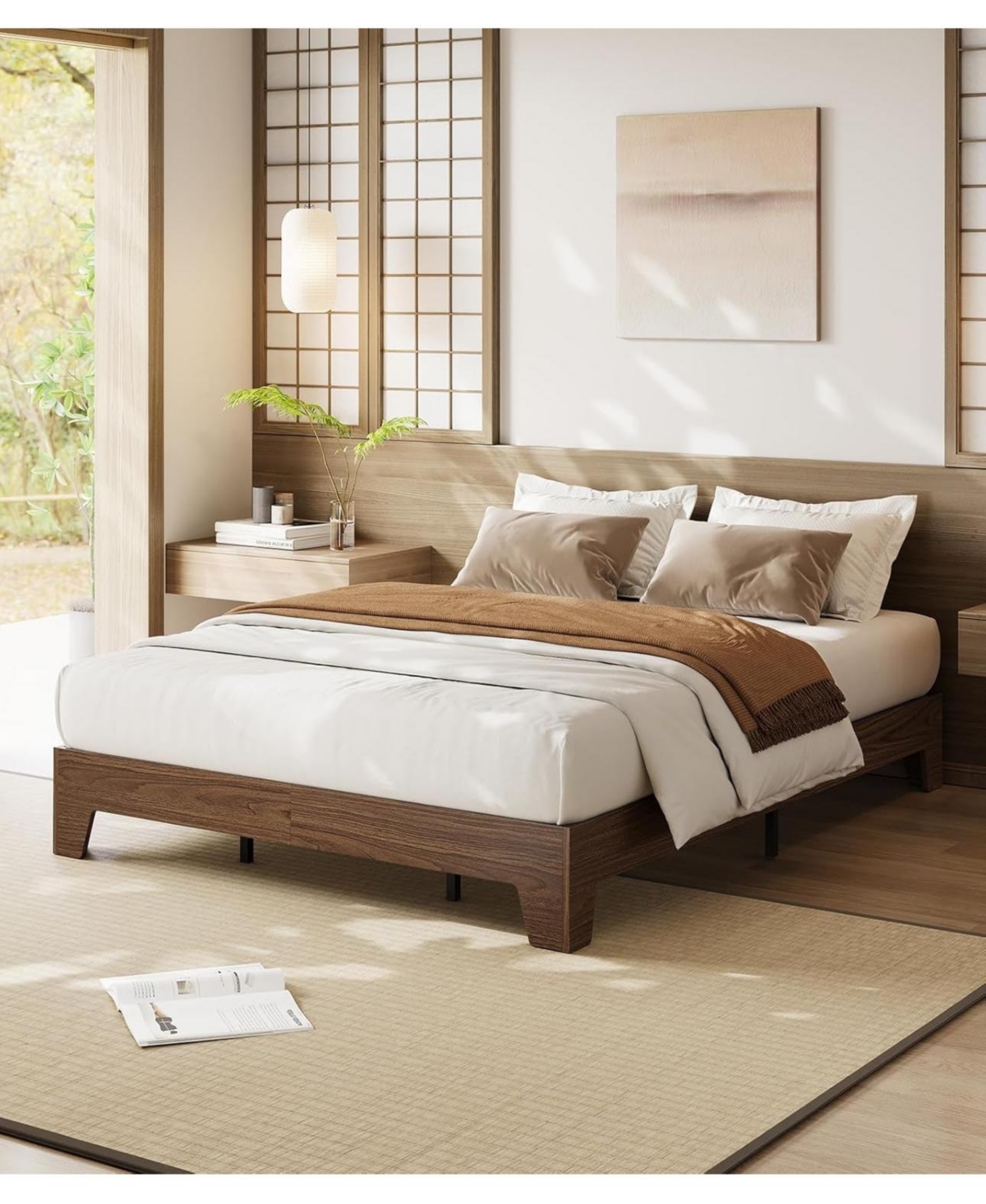 Click here for gaomon Full Size Wood Bed Frame Platform Nature Be... prices