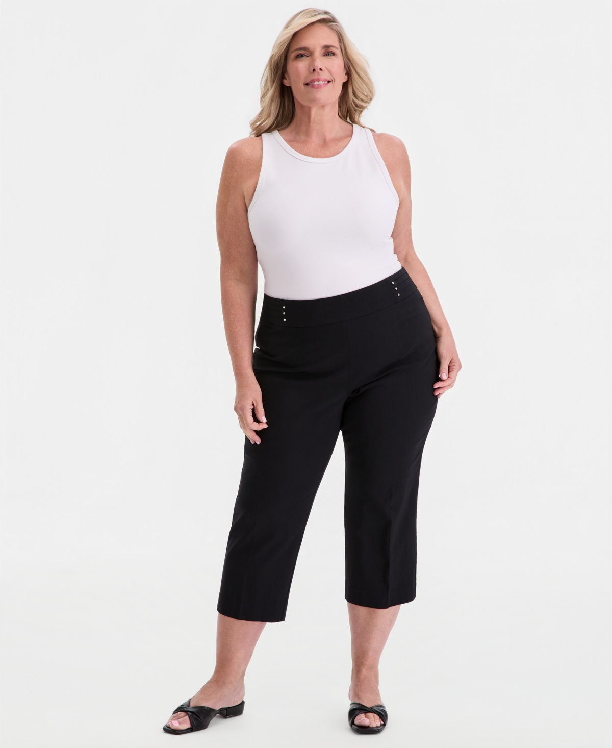 Click here for Jm Collection Plus Size Tummy Control Pull-On Capr... prices