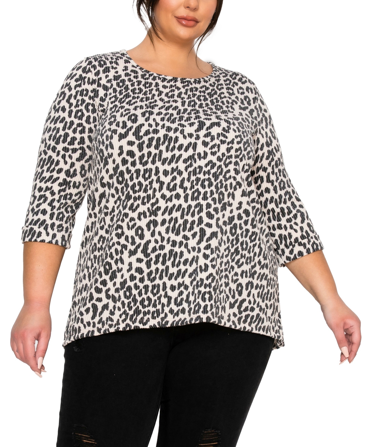 Click here for Coin 1804 Plus Size Animal Double Knit Textured Bu... prices