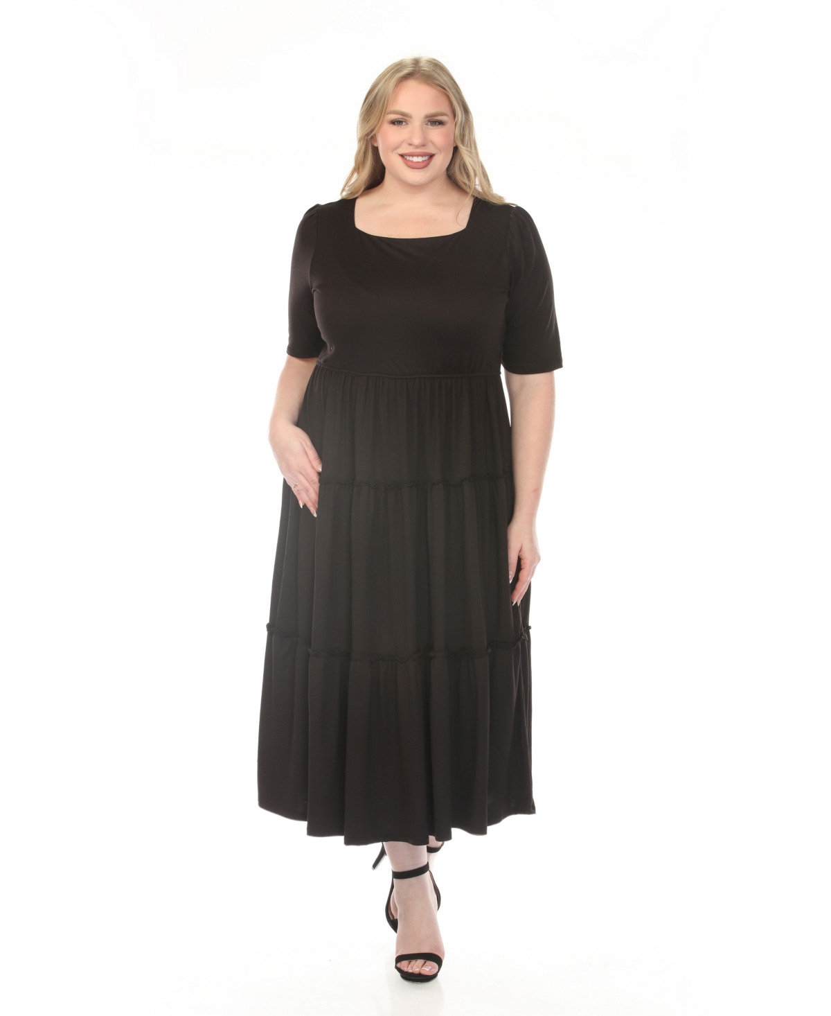 Click here for White Mark Plus Size Square Neck Short Sleeve Tier... prices