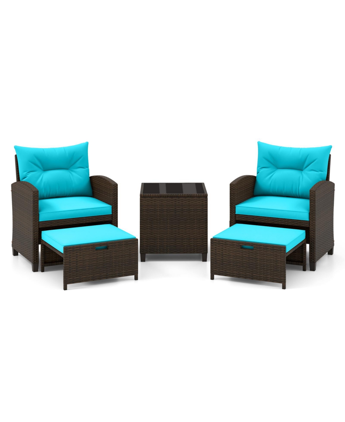 Click here for Gymax Set of 5 Patio Rattan Furniture w/ 2 Wicker... prices