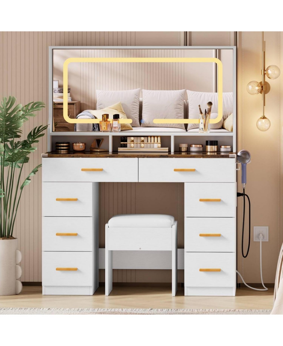 Click here for Draft - gaomon 42" Led Makeup Vanity Desk wit... prices