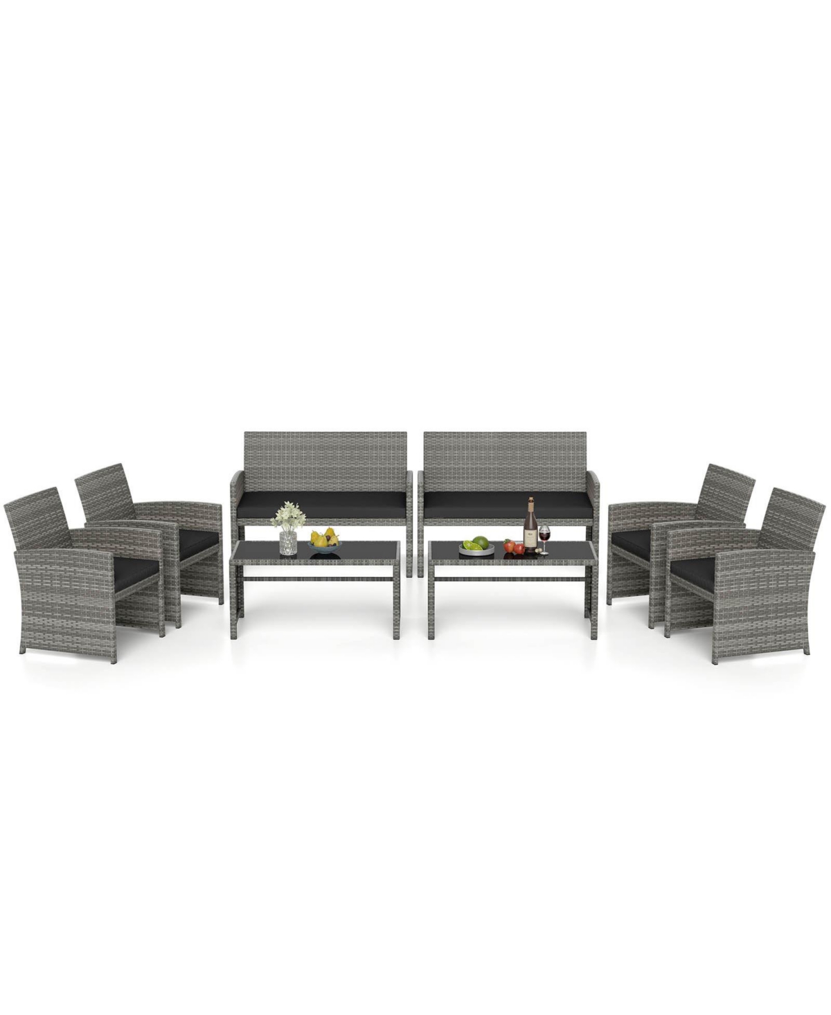 Click here for Gymax 8 Piece Patio Furniture Set Outdoor Wicker C... prices