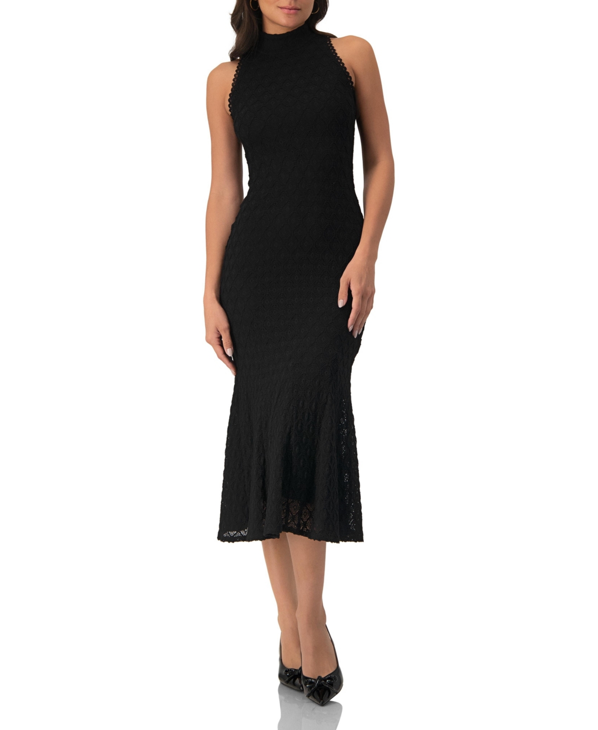 Click here for Ivonne Womens Knitted Midi Dress - Black prices