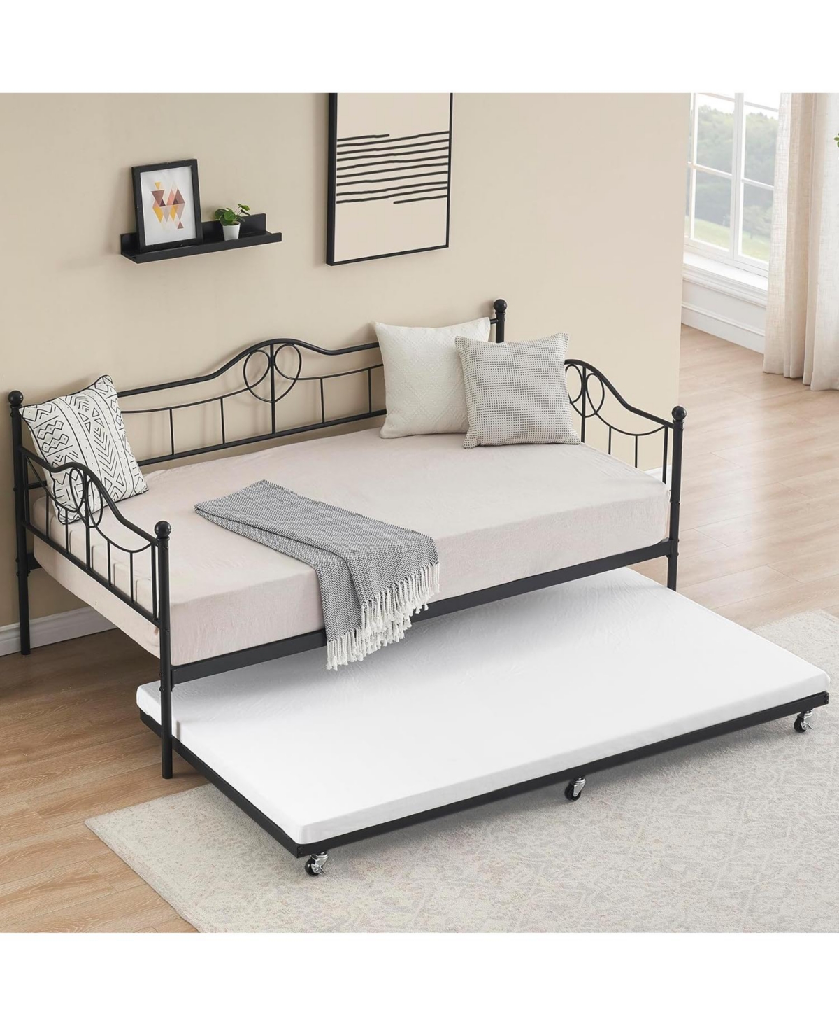 Click here for gaomon Metal Daybed with Trundle Bed  Twin Size Da... prices