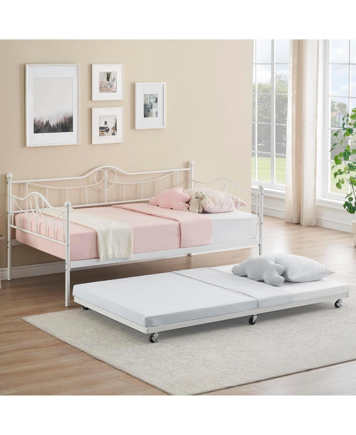 Click here for gaomon Metal Daybed with Trundle Bed  Twin Size Da... prices