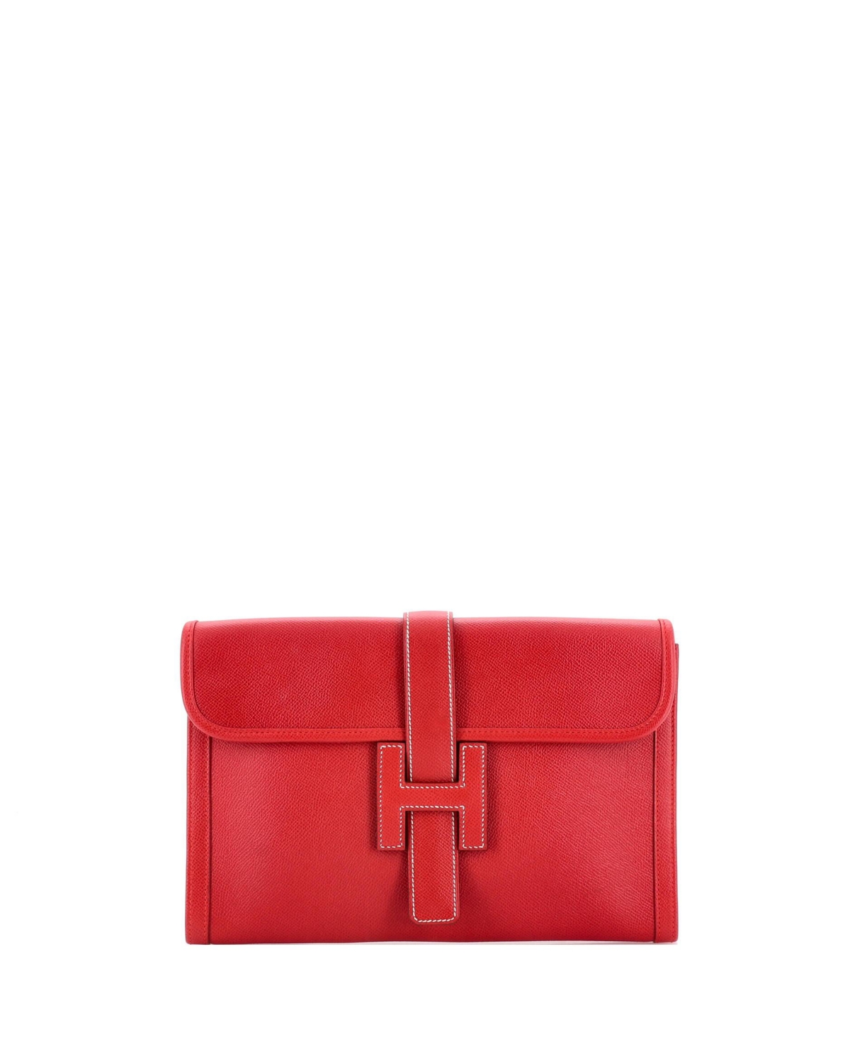 Click here for Pre-Owned HERMES Pm Jige Clutch Courchevel - Red prices
