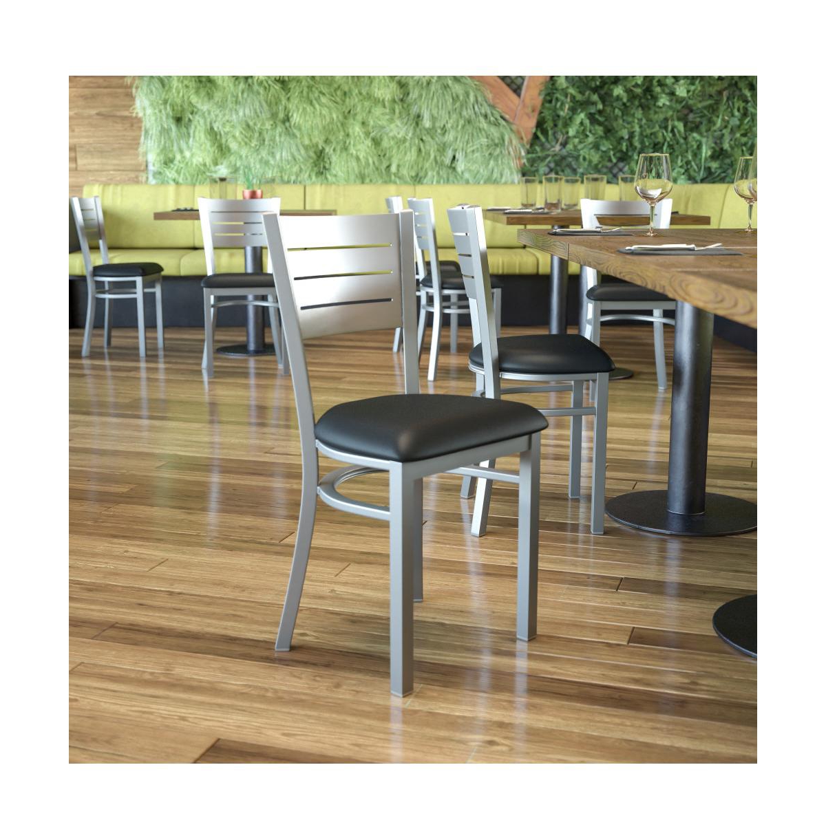 Click here for Emma+Oliver Slat Metal Restaurant Dining Chair - B... prices