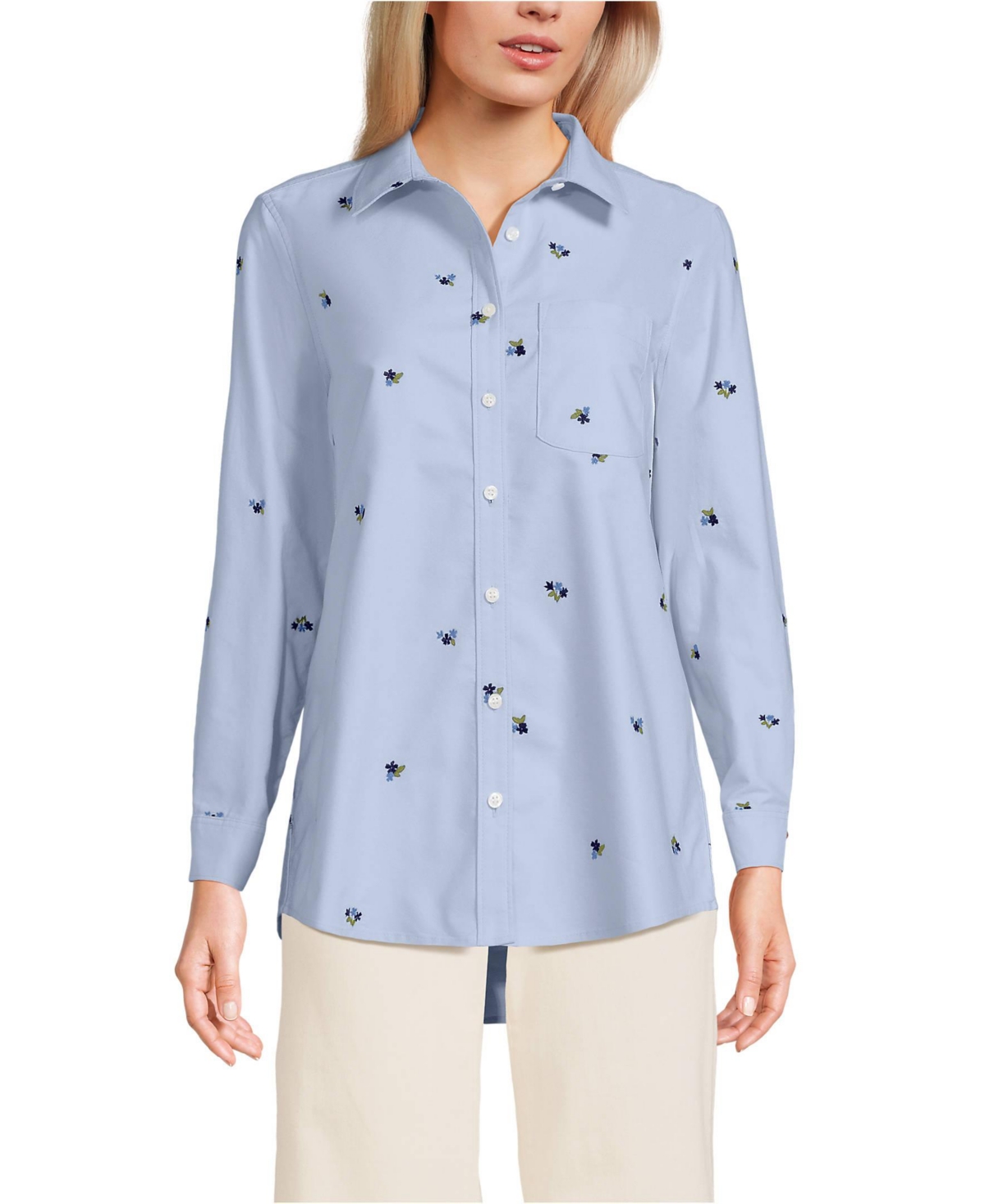 Click here for Lands End Womens Oxford Shirt - Soft sky/deep sea... prices