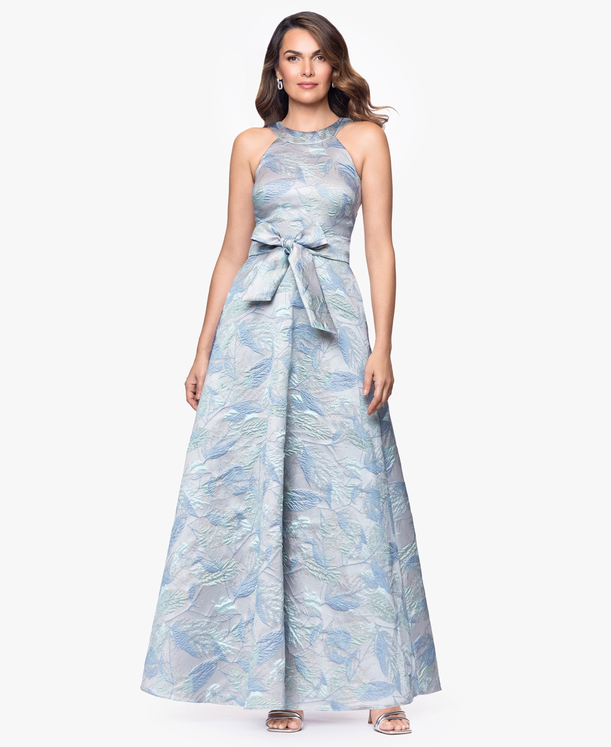 Click here for Betsy & Adam Womens Halter Neck Ball Gown - SAGE/G... prices