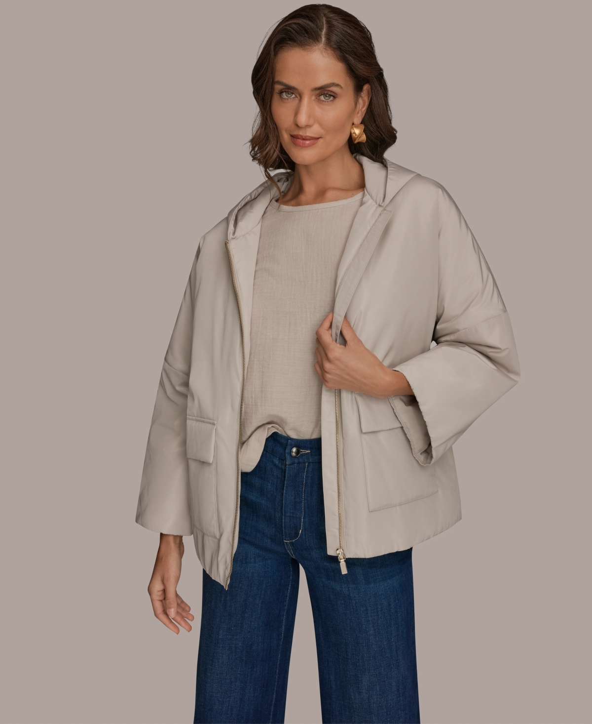 Click here for Donna Karan Weekend Womens Zip-Up Hooded Jacket -... prices