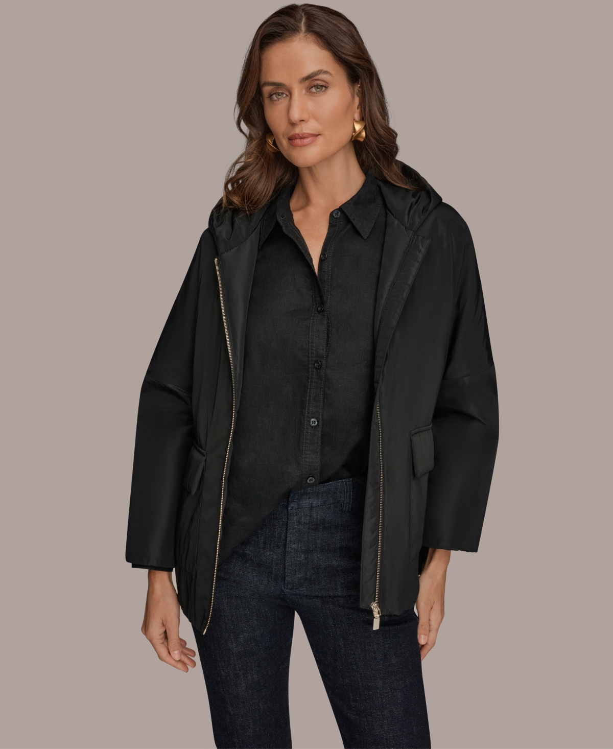 Click here for Donna Karan Weekend Womens Zip-Up Hooded Jacket -... prices