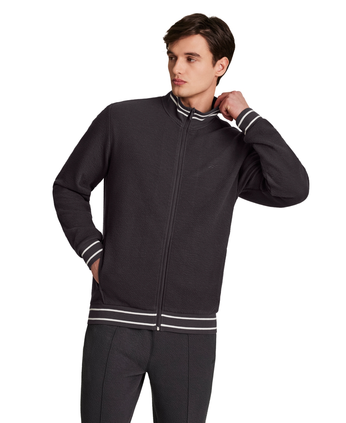 Click here for Reebok Mens Full-Zip Mock Neck Jacket - Gray prices