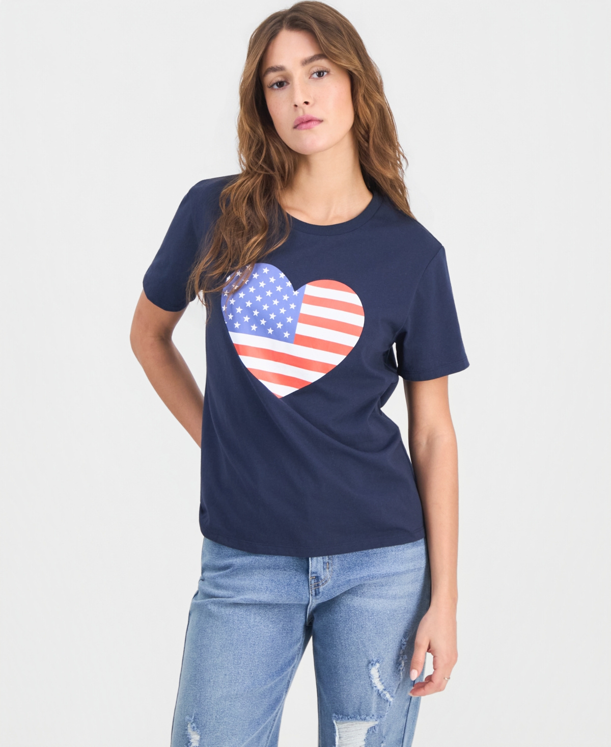 Click here for Love Tribe Juniors Heart Flag Graphic Print T-Shir... prices
