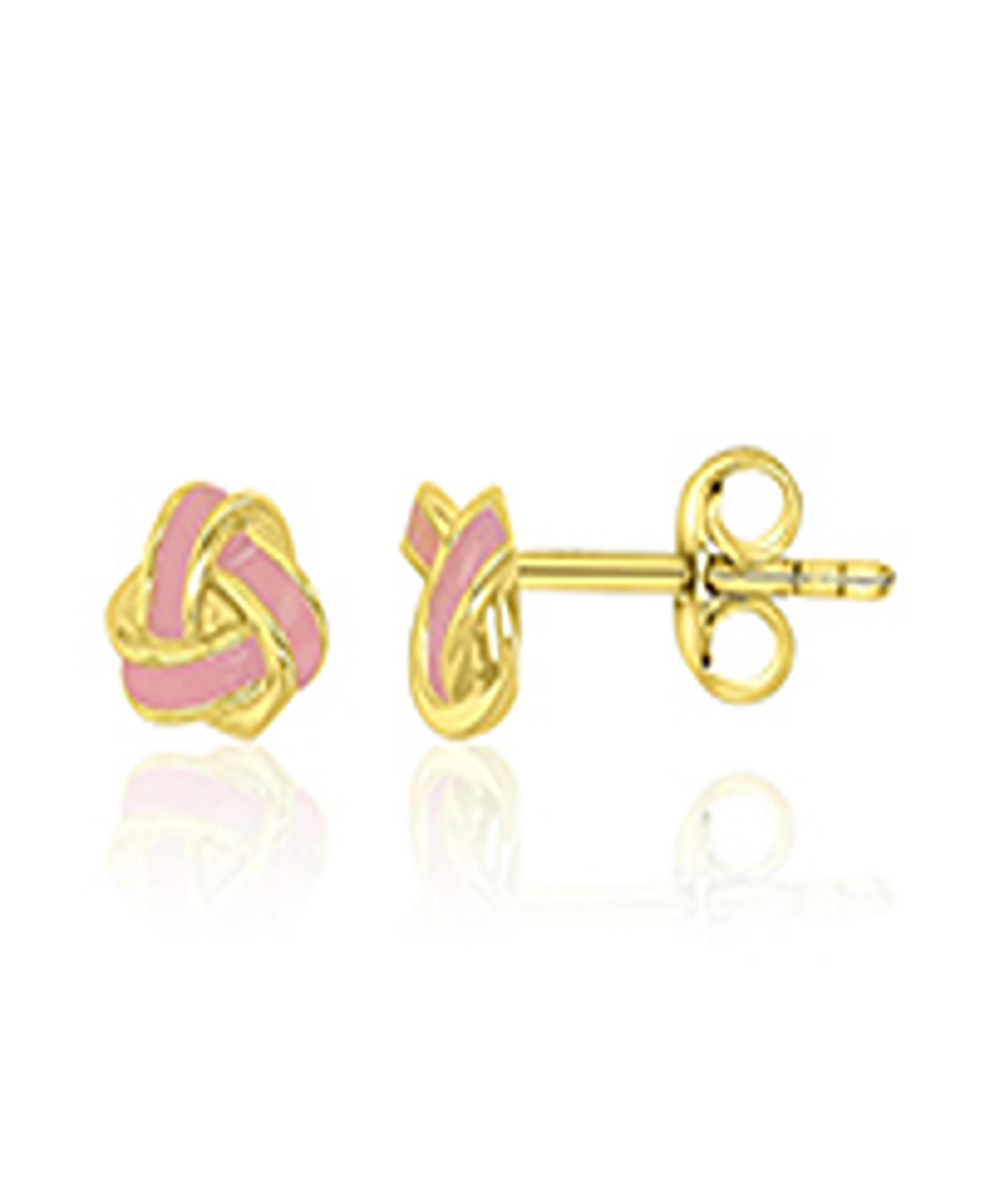 Click here for Macys Pink Enamel Knot Stud Earrings in 14k Yellow... prices