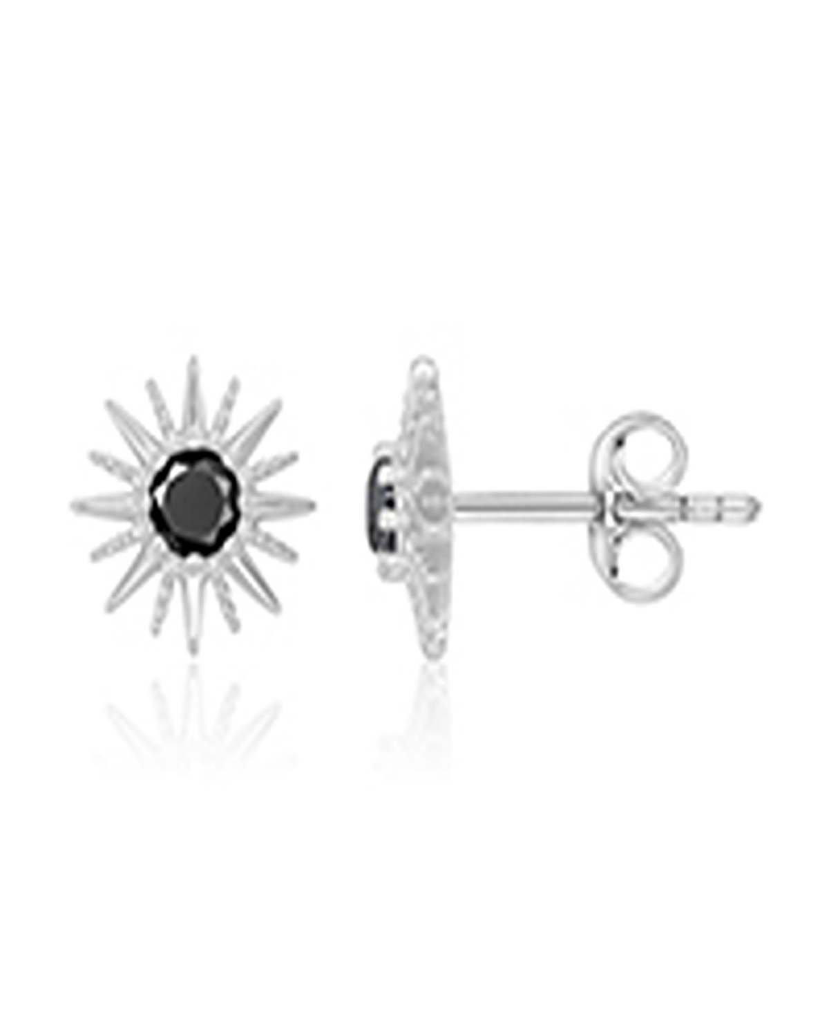 Click here for Macys Black Spinel Starburst Stud Earrings in Rhod... prices