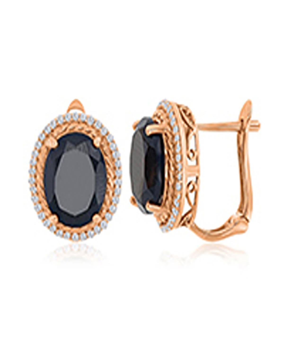 Click here for Macys Onyx and Created White Sapphire Halo Oval Ea... prices