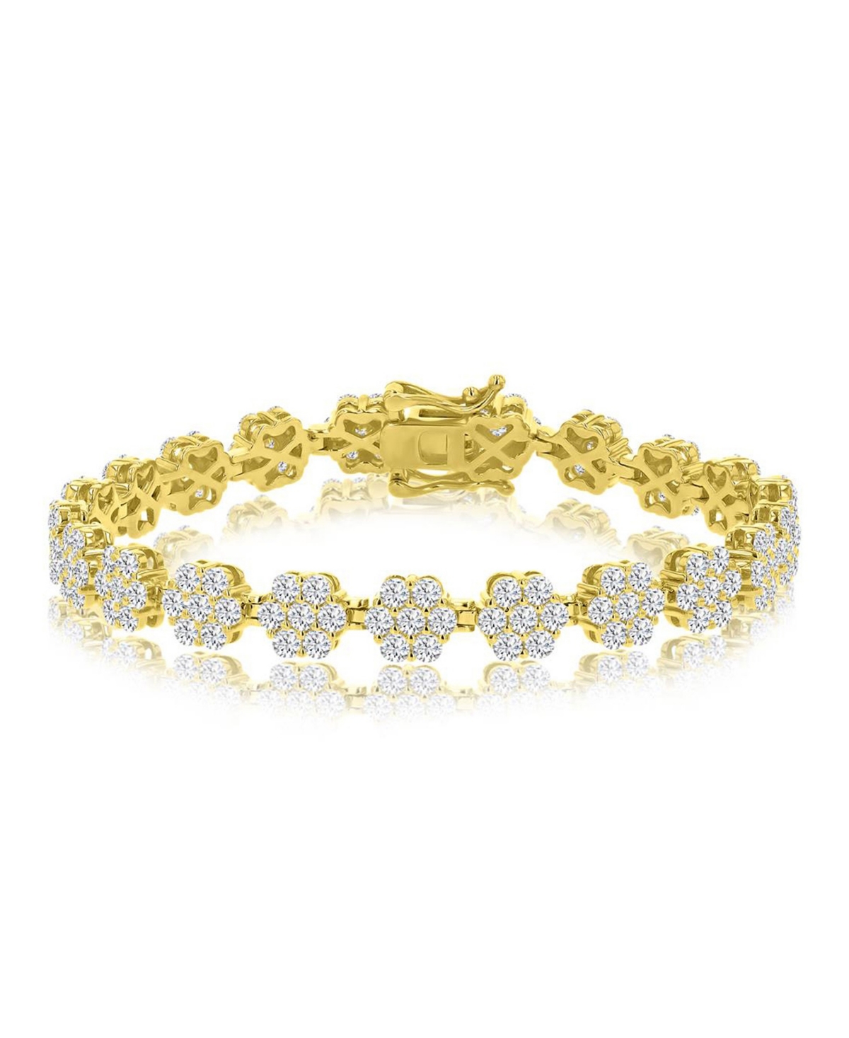 Click here for Macys Cubic Zirconia Flower Tennis Bracelet in 14k... prices