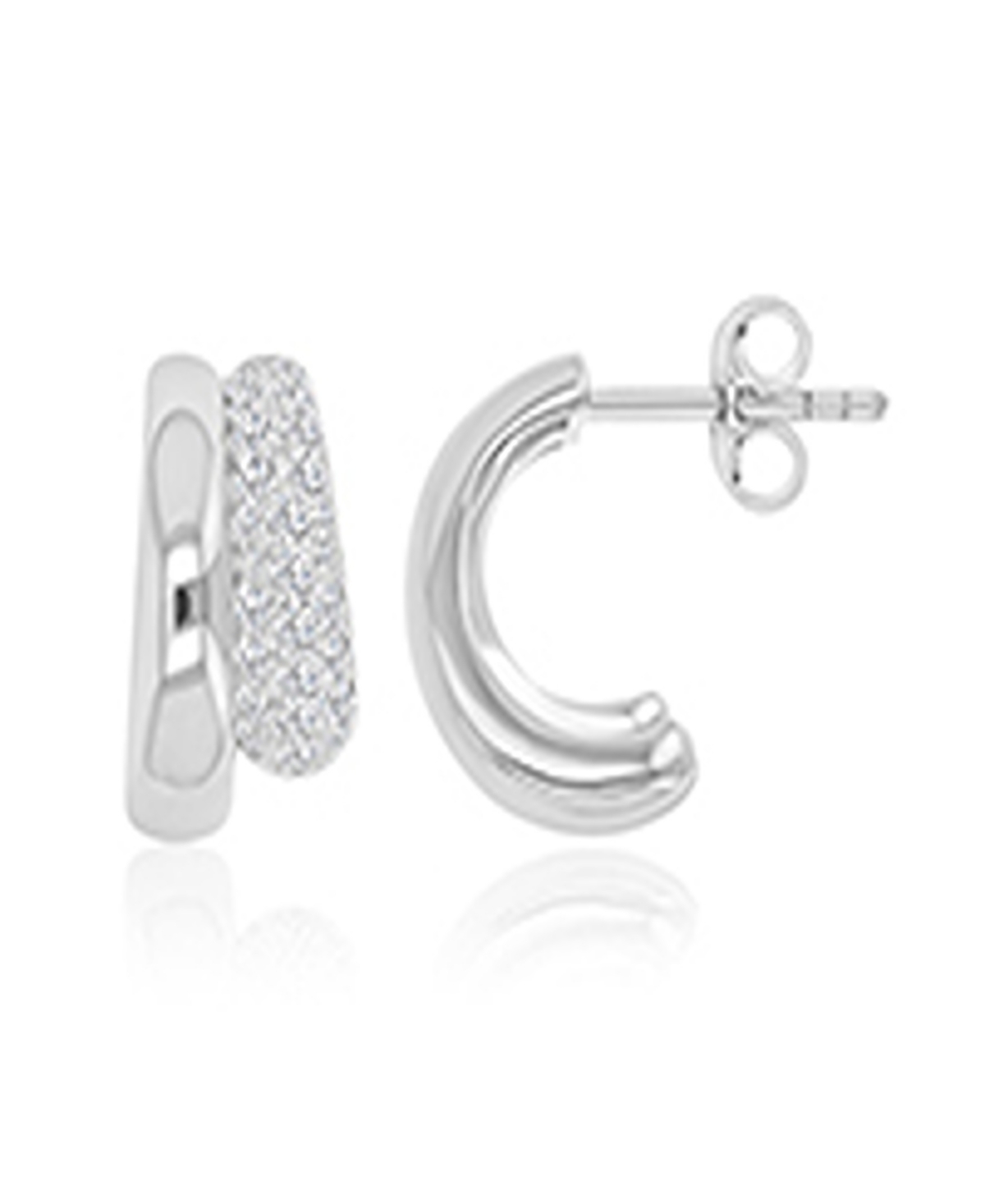 Click here for Macys Cubic Zirconia Double C Hoop Earrings in Rho... prices
