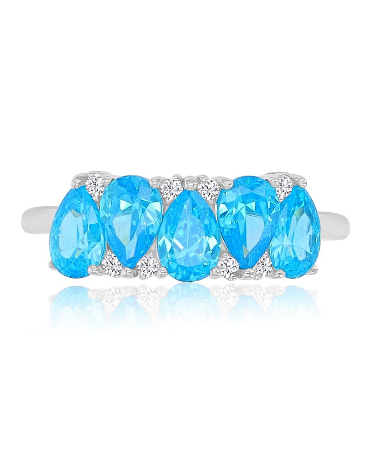 Click here for Macys Aqua Blue Cubic Zirconia Ring in Rhodium Ove... prices