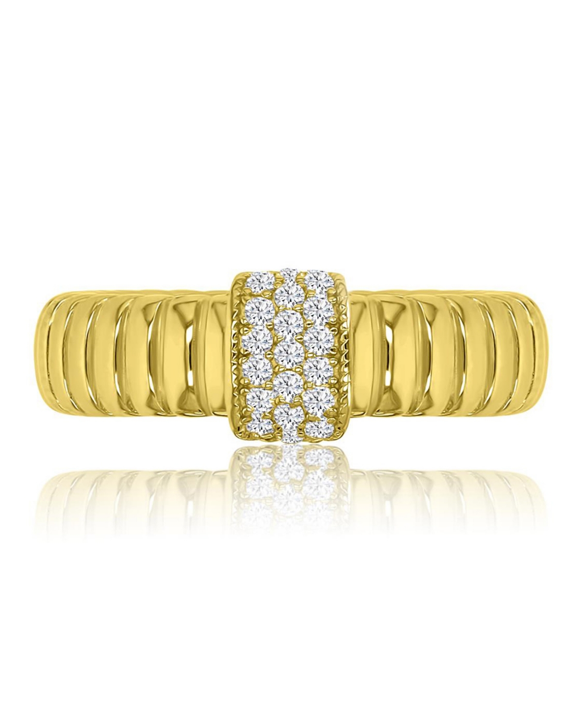 Click here for Macys Cubic Zirconia Pave Ribbed Ring in 14k Yello... prices