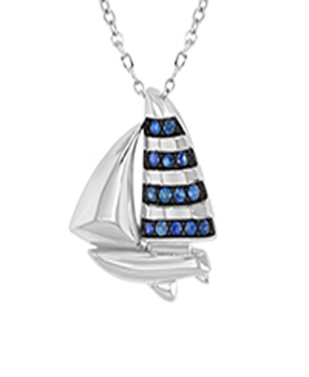 Click here for Macys Created Blue Sapphire Ship Necklace in Rhodi... prices
