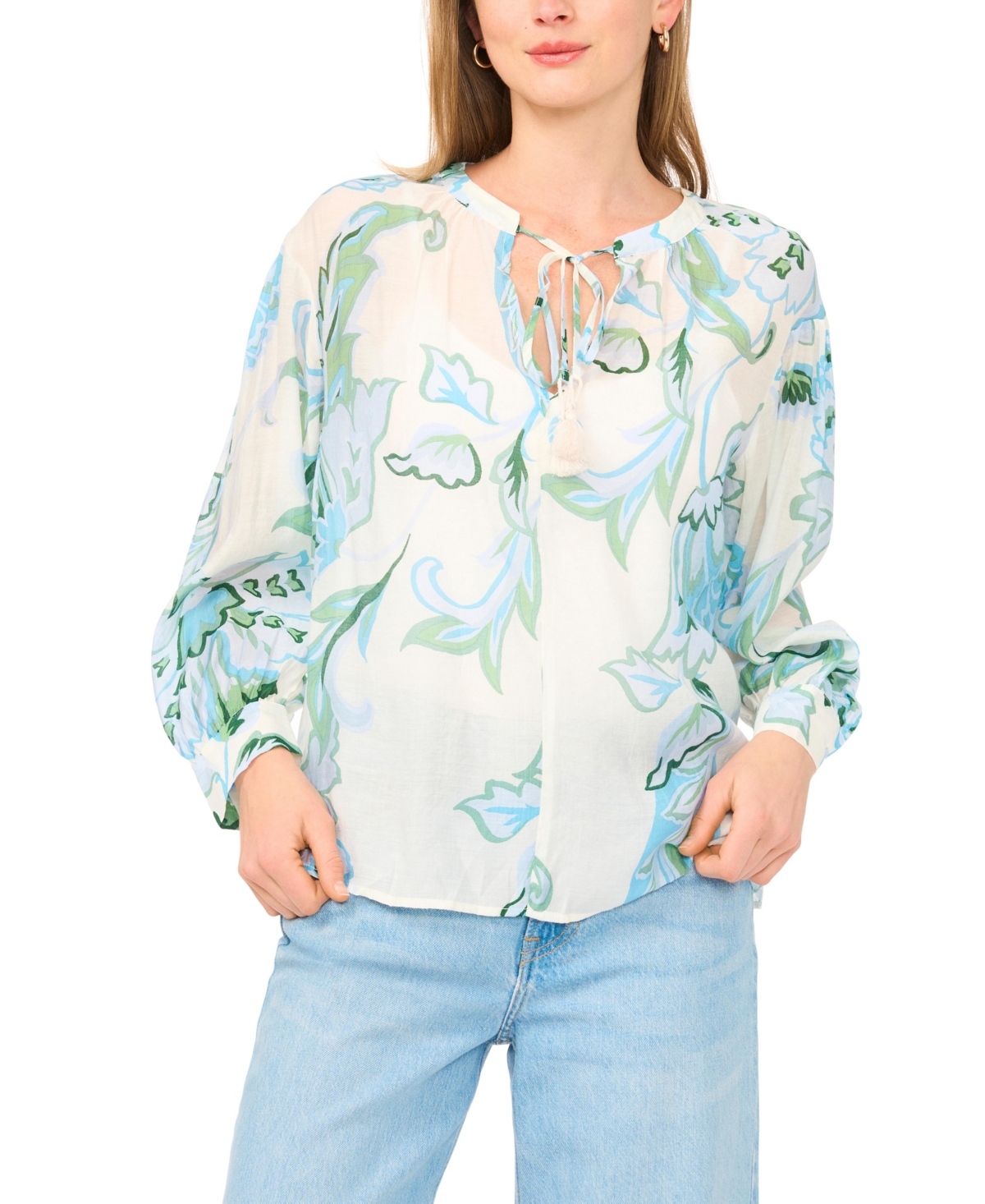 Click here for Vince Camuto Womens Long-Sleeve Oversized Tie-Fron... prices