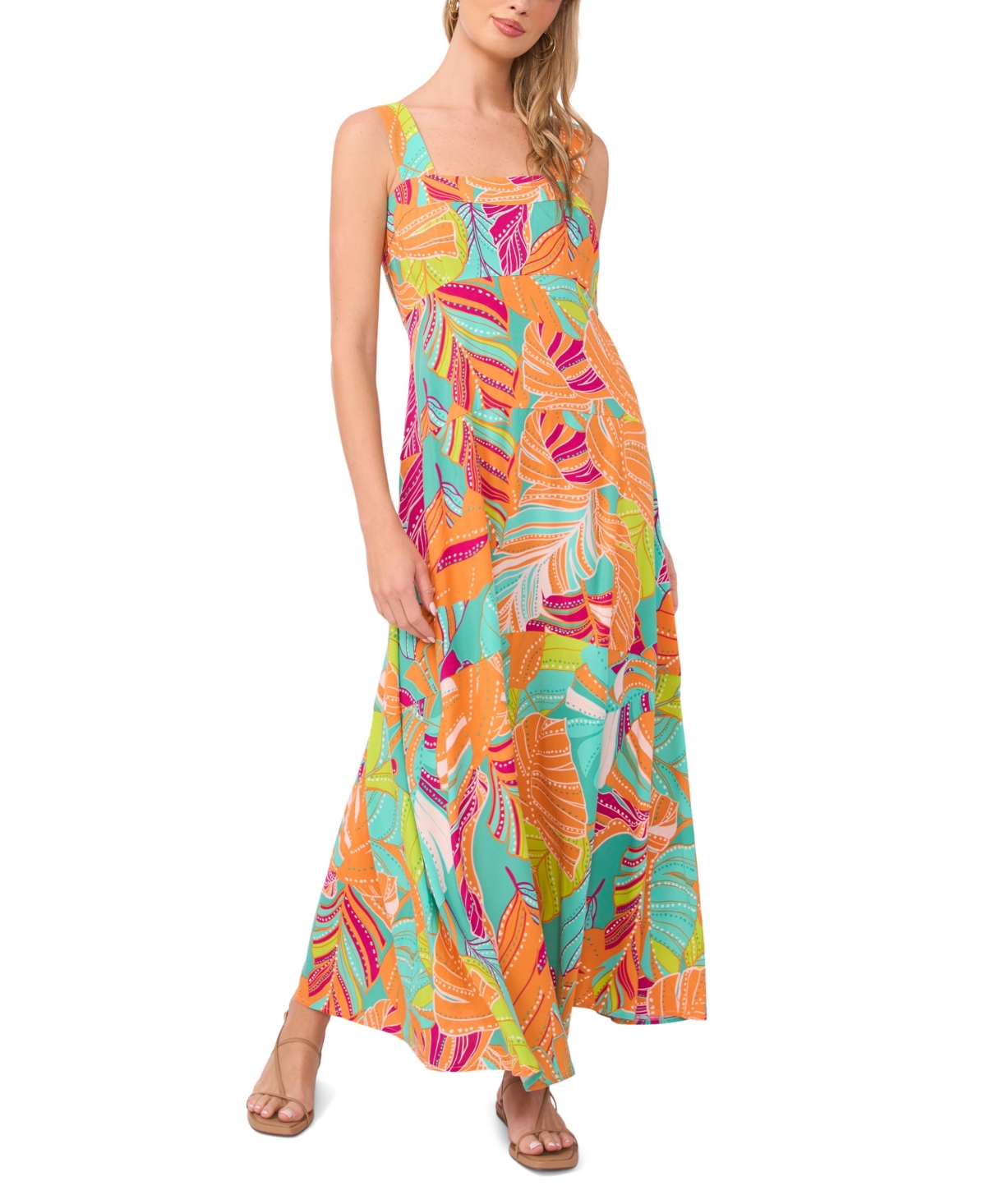 Click here for Vince Camuto Womens Printed Square-Neck Smocked-Ba... prices