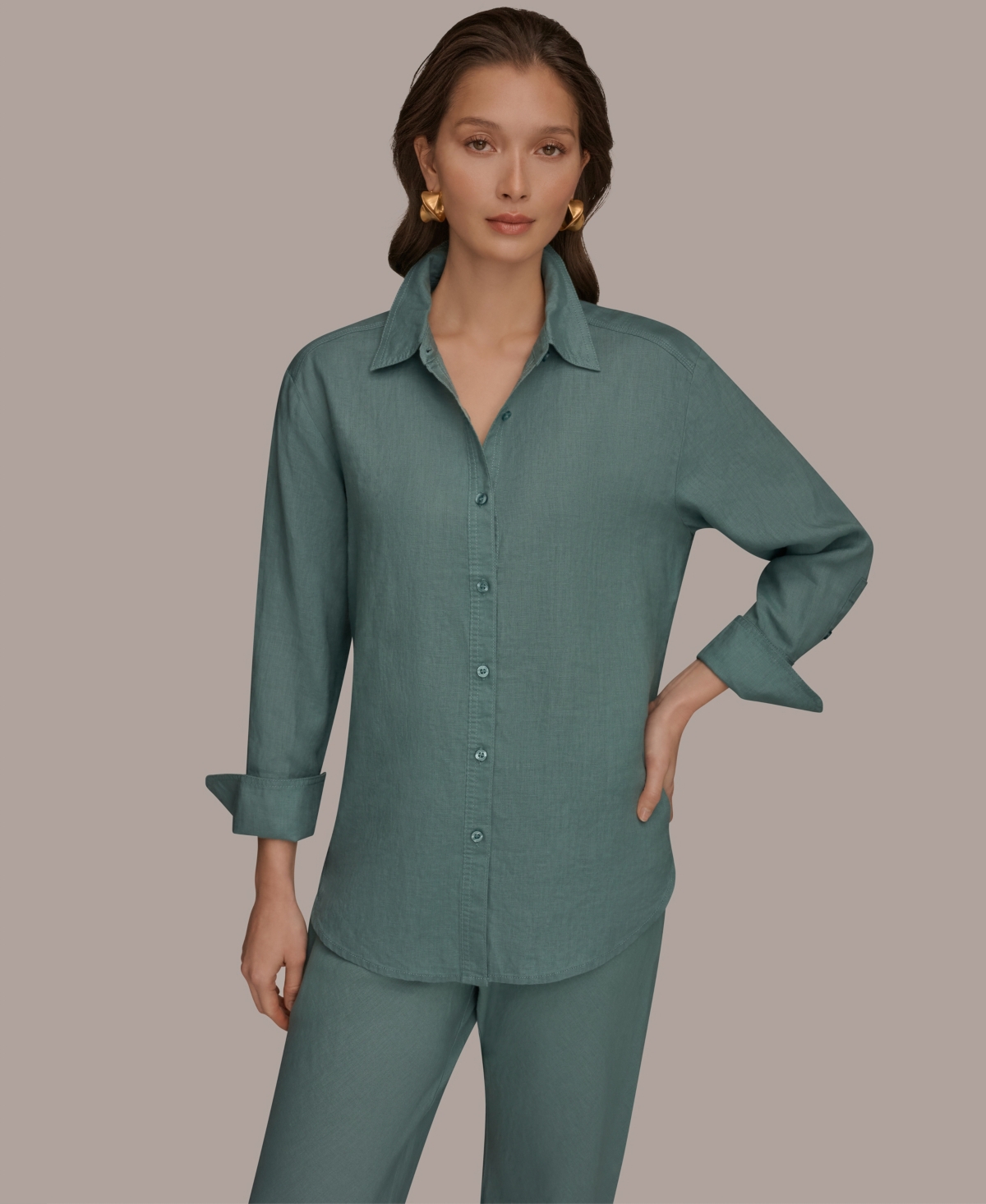 Click here for Donna Karan Weekend Womens Button-Down Shirt - Wat... prices