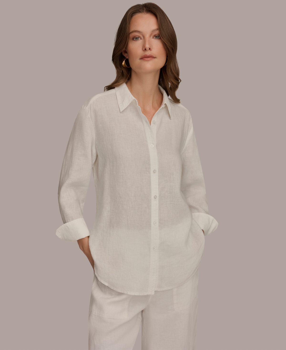 Click here for Donna Karan Weekend Womens Button-Down Shirt - Cre... prices