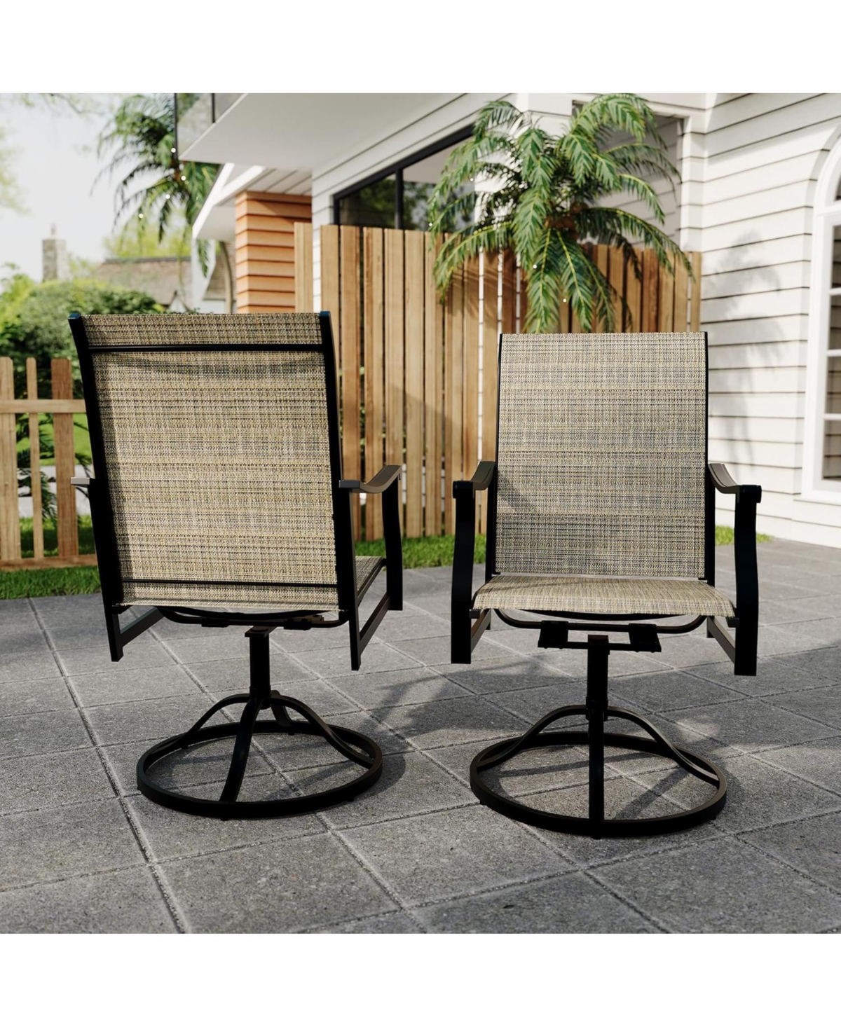 Click here for gaomon 2Pcs Outdoor Swivel Dining Chairs With Text... prices