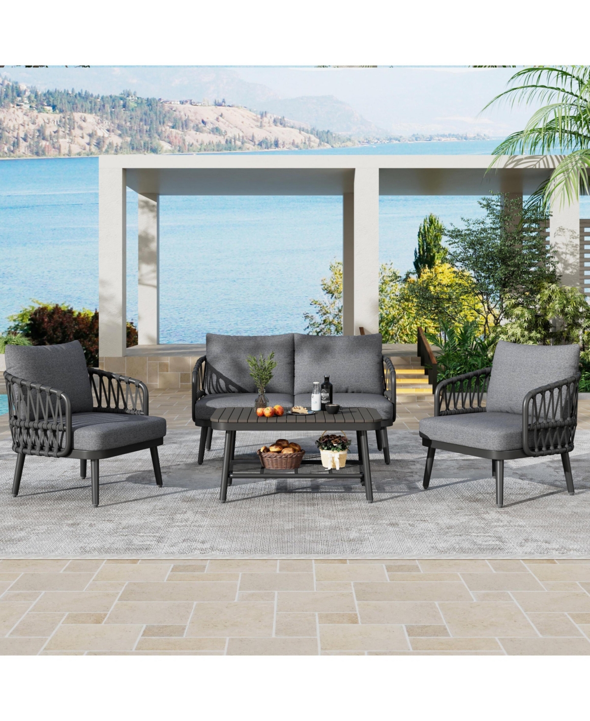 Click here for Flynama 4 Piece Outdoor Patio Conversation Set wit... prices